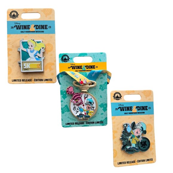 Disney | Jewelry | Rundisney Wine And Dine 223 Disney Pin Set 5k New ...